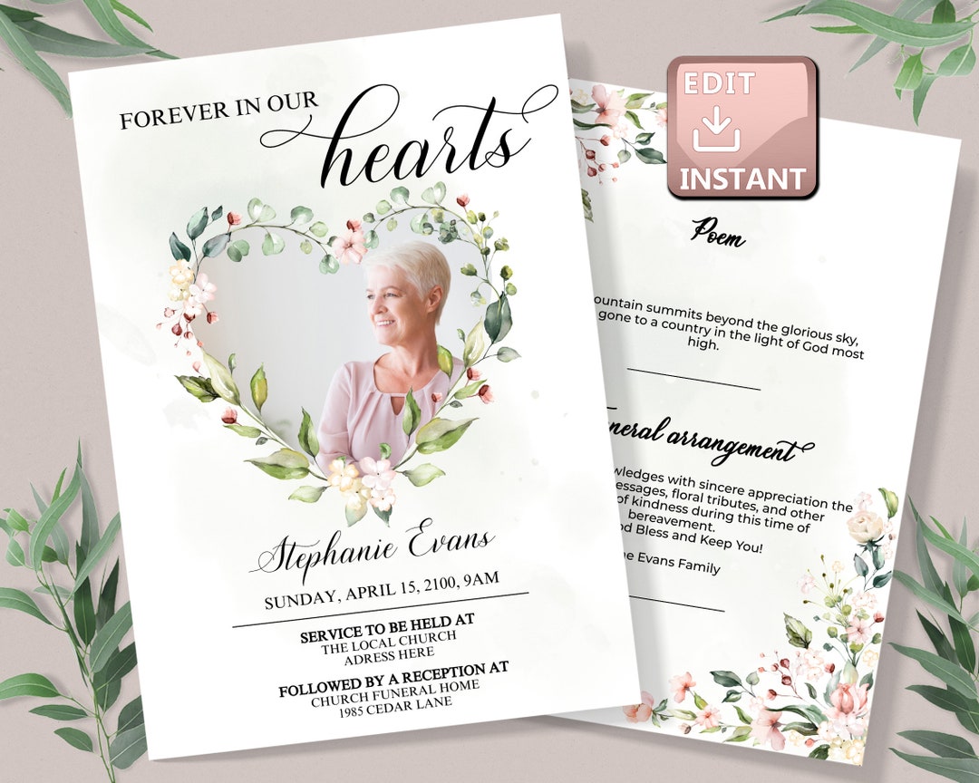 Memorial Program, Funeral Program Template for Man Woman,4 Page, Floral ...