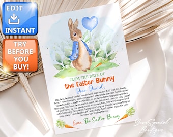 EDITABLE Letter From Easter Bunny, Turquoise Easter Bunny Letter ...