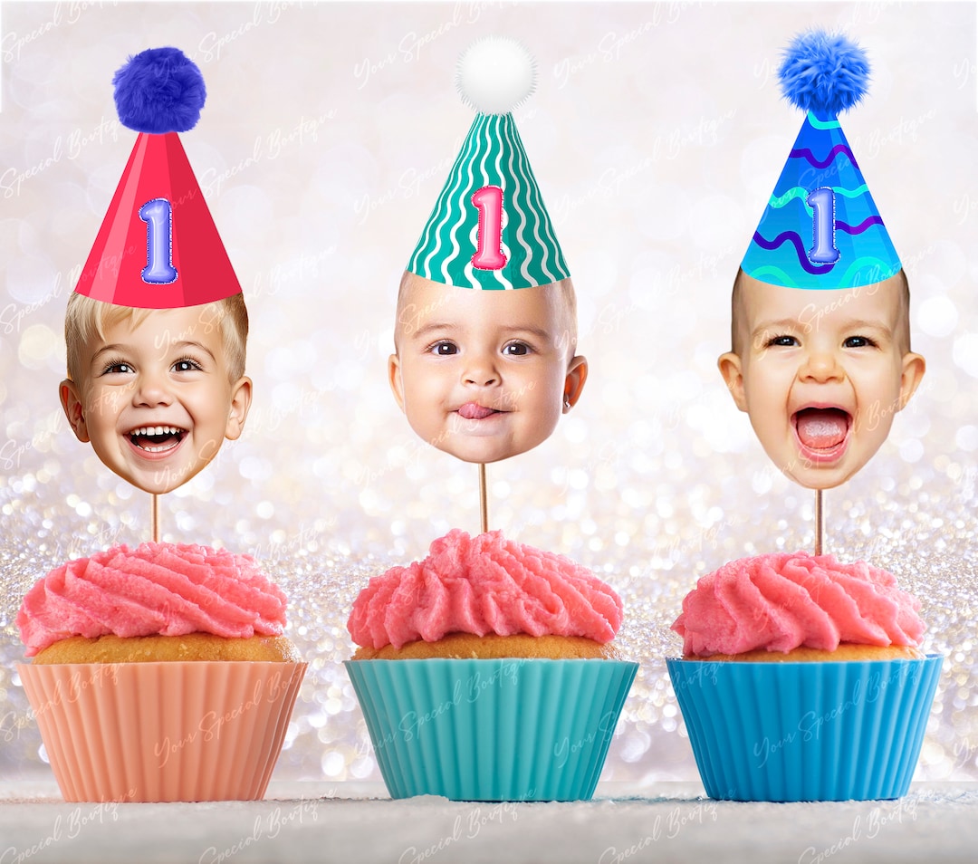Cupcake Toppers Baby Face, Cupcake Photo ANY AGE, Birthday Decor ...