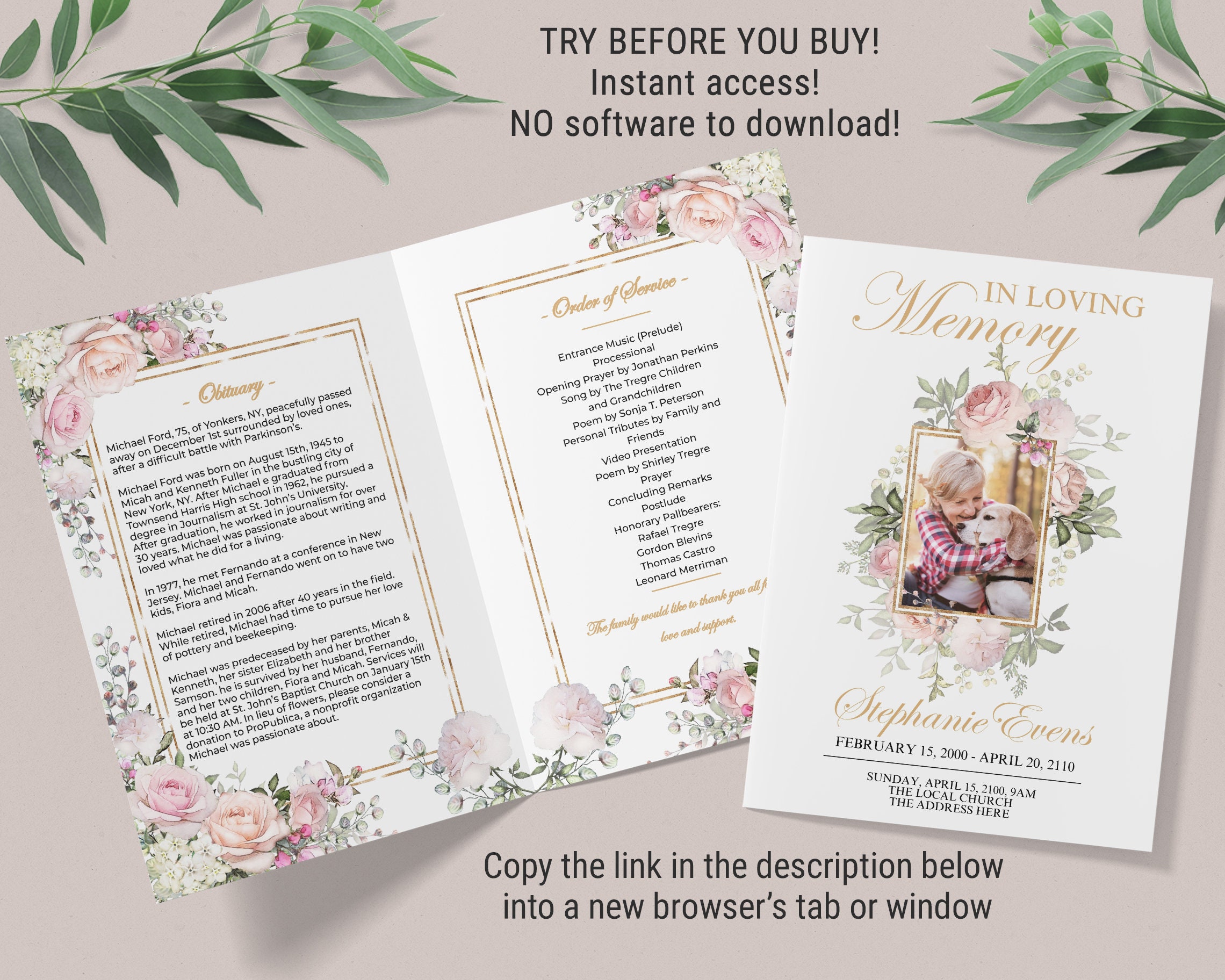 Editable Funeral BUNDLE Set, Memorial Package, Funeral Template Bundle ...