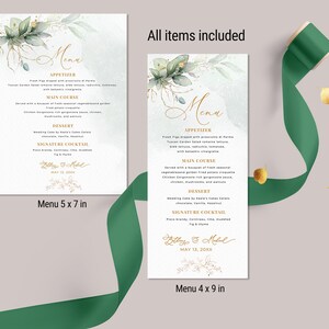 Green Wedding Menu, Modern Menu Cards, Minimalist Menu Template, Baby ...