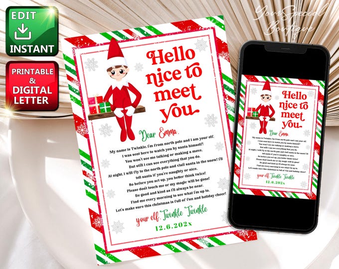 First Time Elf Arrival Letter From Santa Return Letter Christmas Elf I ...