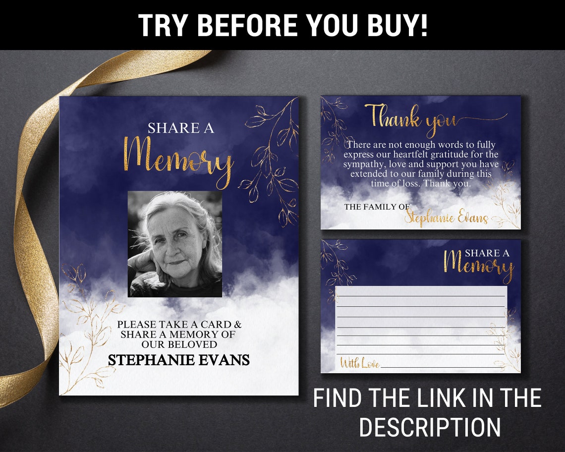 Funeral Share a Memory Card Template Funeral Memorial | Etsy