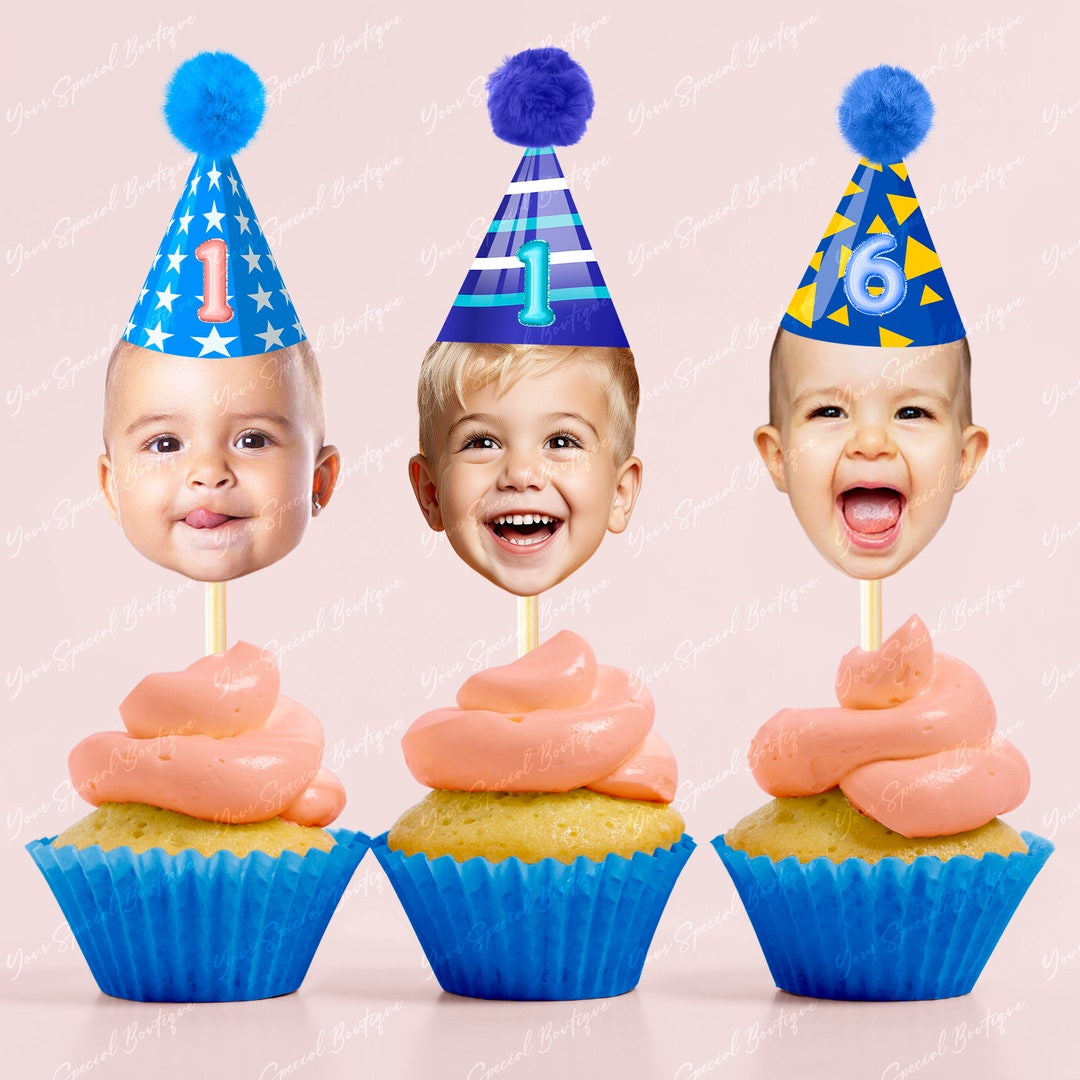 Face Cupcake Toppers, 1st Birthday Cupcake Toppers 2nd 3rd 4th Birthday ...