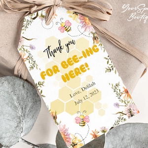 Bee Favour Tags, Bee Birthday Thank You Tags, 1st Bee Day Favor Tag ...