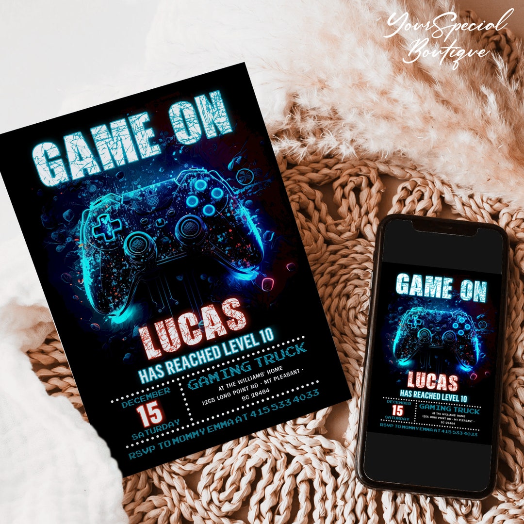 EDITABLE Video Game Birthday Invitation Template, Video Game Invitation ...