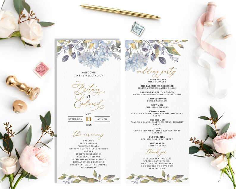 Wedding Program Boho Program Template Modern Wedding | Etsy