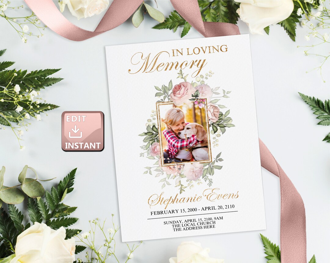 Funeral Announcement Card Template Funeral Invitation Template ...