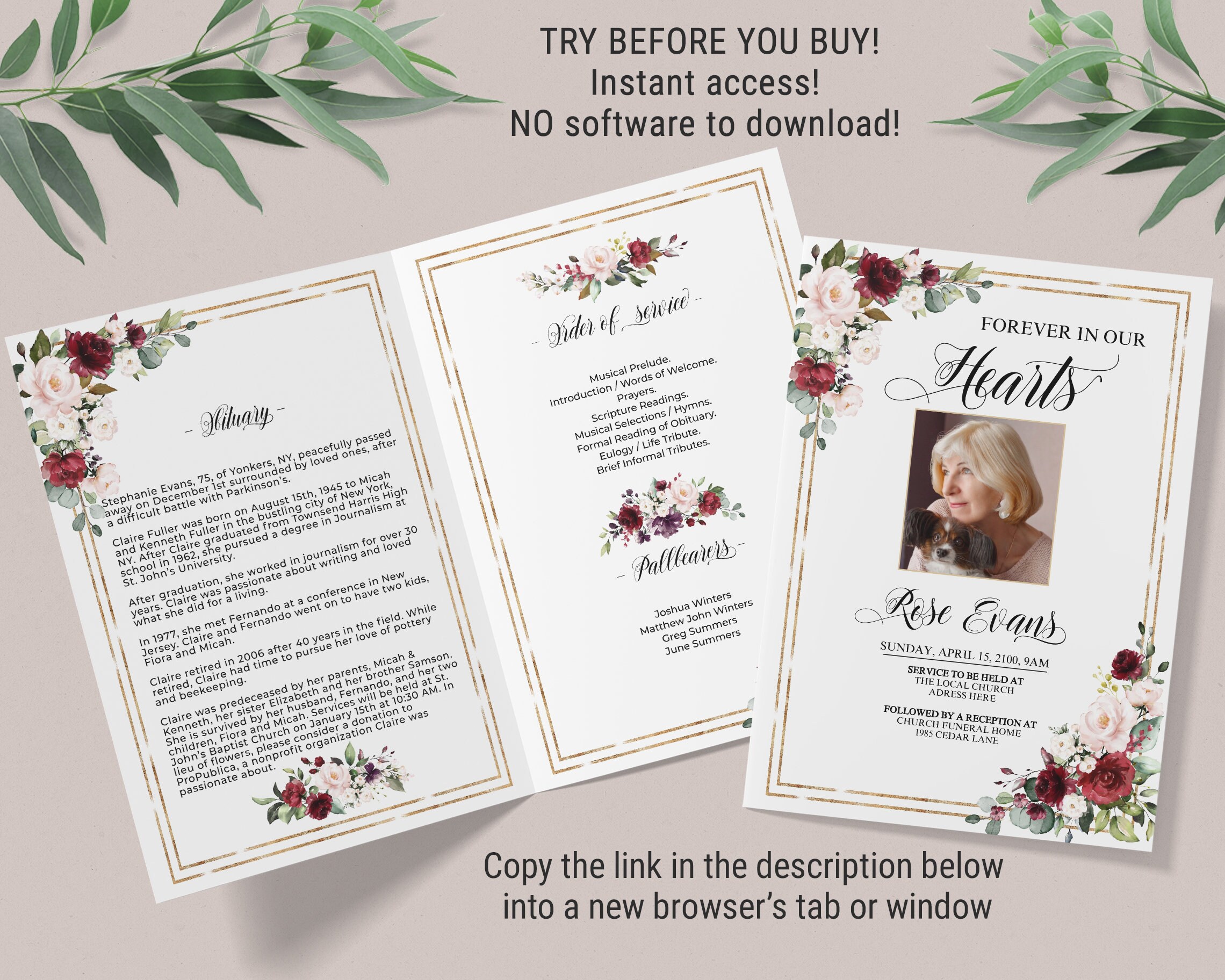 Funeral Bundle Set, Funeral Bundle Template for Woman, in Loving Memory ...