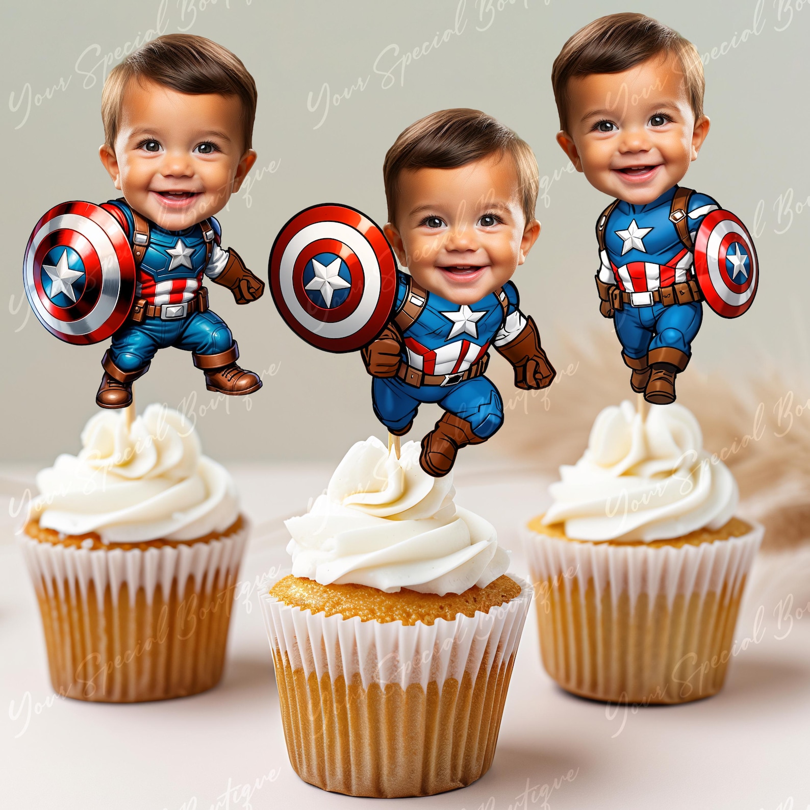 Inspired Captain America Cake Topper Personalized, Captain America ...