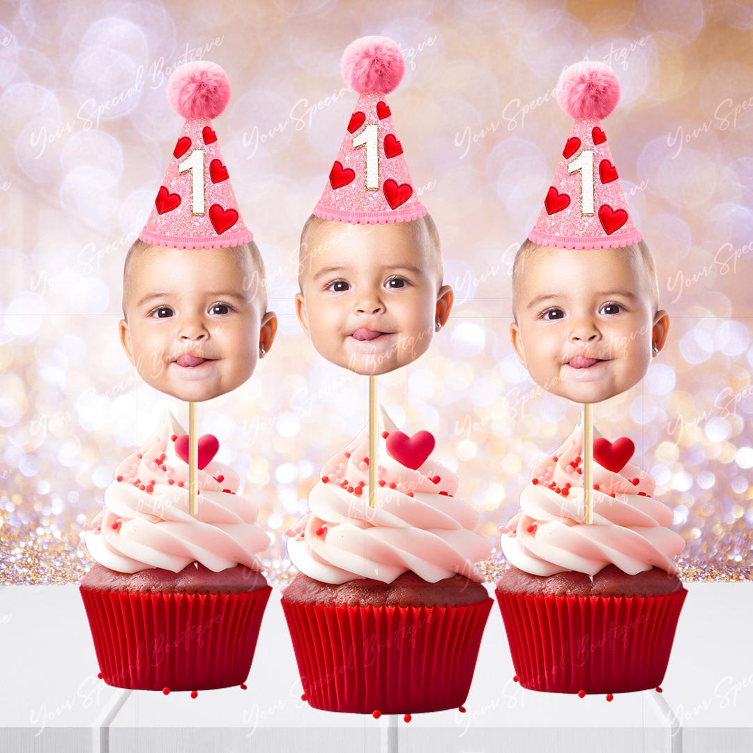 Valentines Day Custom Face Cupcake Toppers, Valentines Photo Cupcake ...