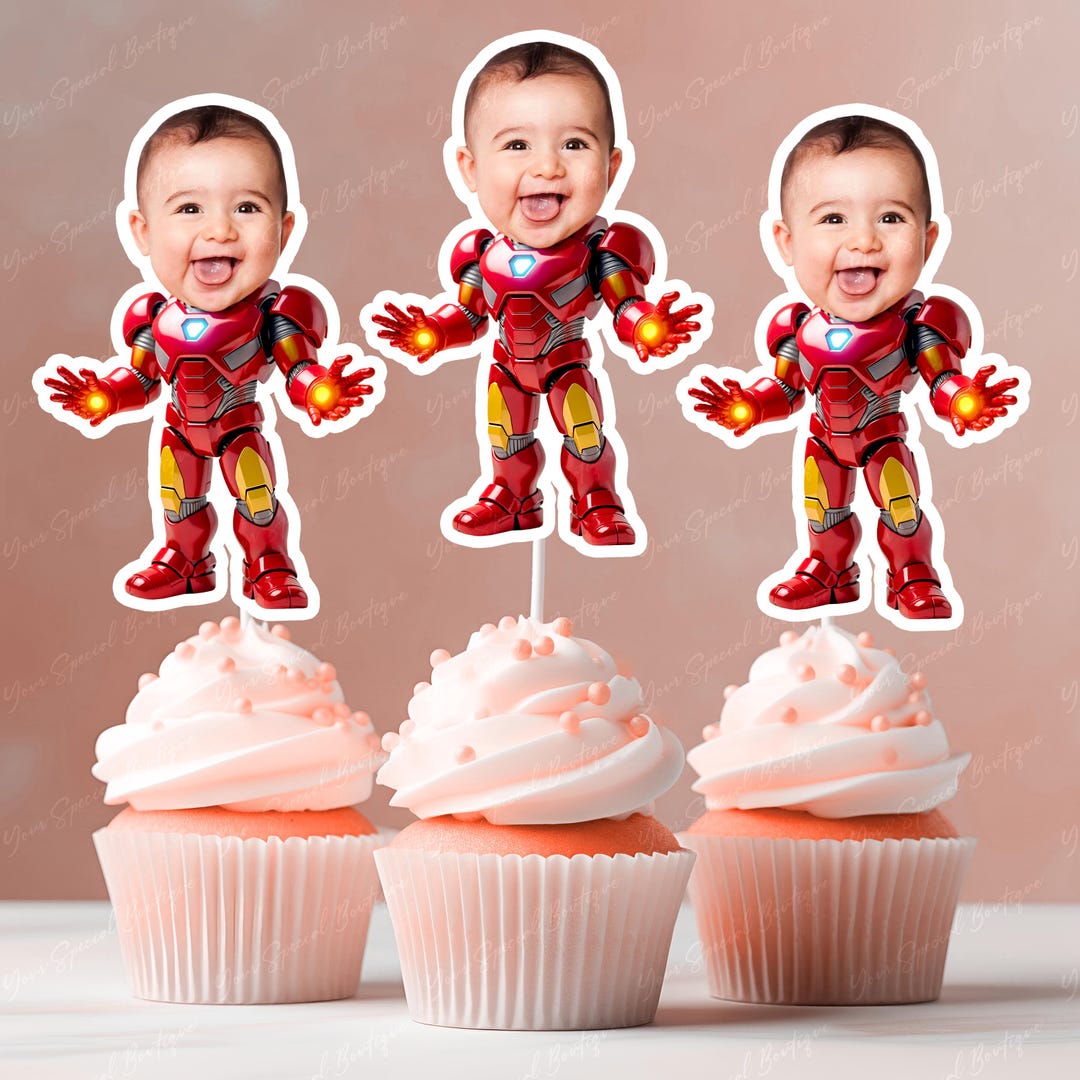 Iron Man Cupcake Toppers Inspired, Iron Man Printable Cupcake Toppers ...