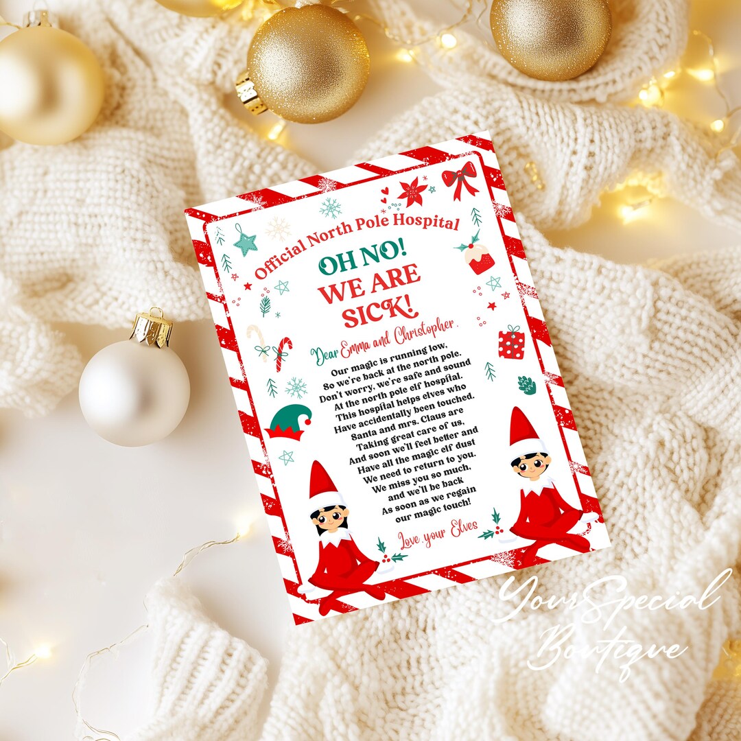 Elf Recovery Letter Elf Touched Elf Lost Magic Elf I'm Sick Letter, NEW ...