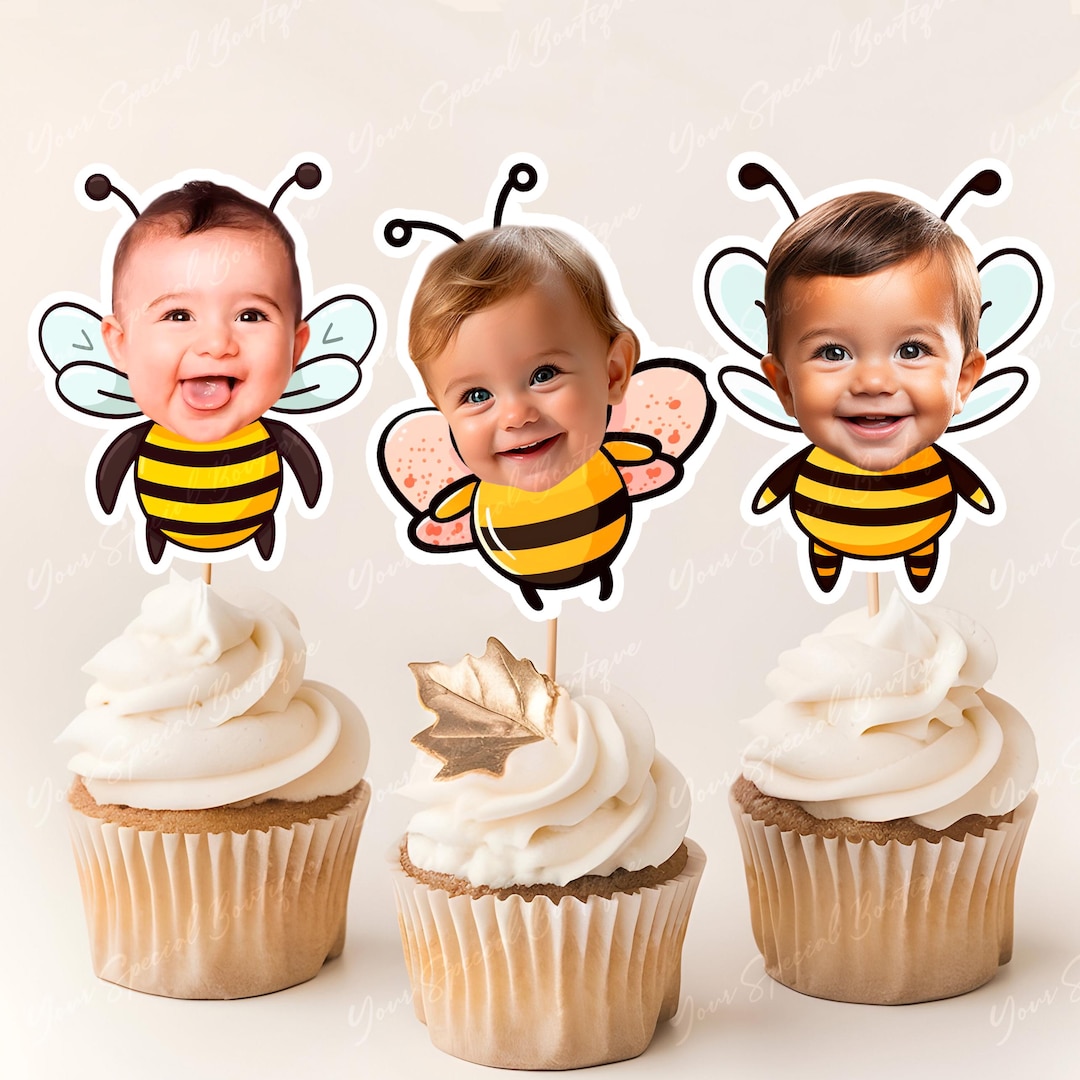 Personalized Bee Cupcake Toppers, Cute Bee Cupcake Topper Custom Design ...