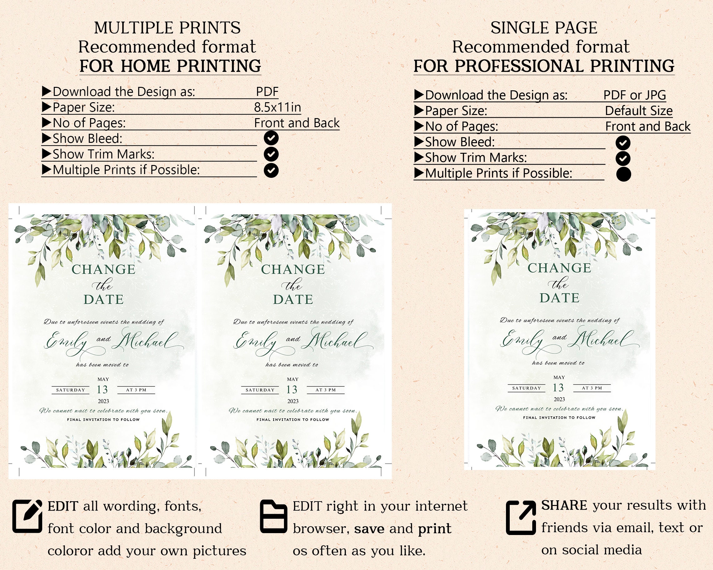 Change the Date Template, Change the Date Wedding Invitation, Change ...