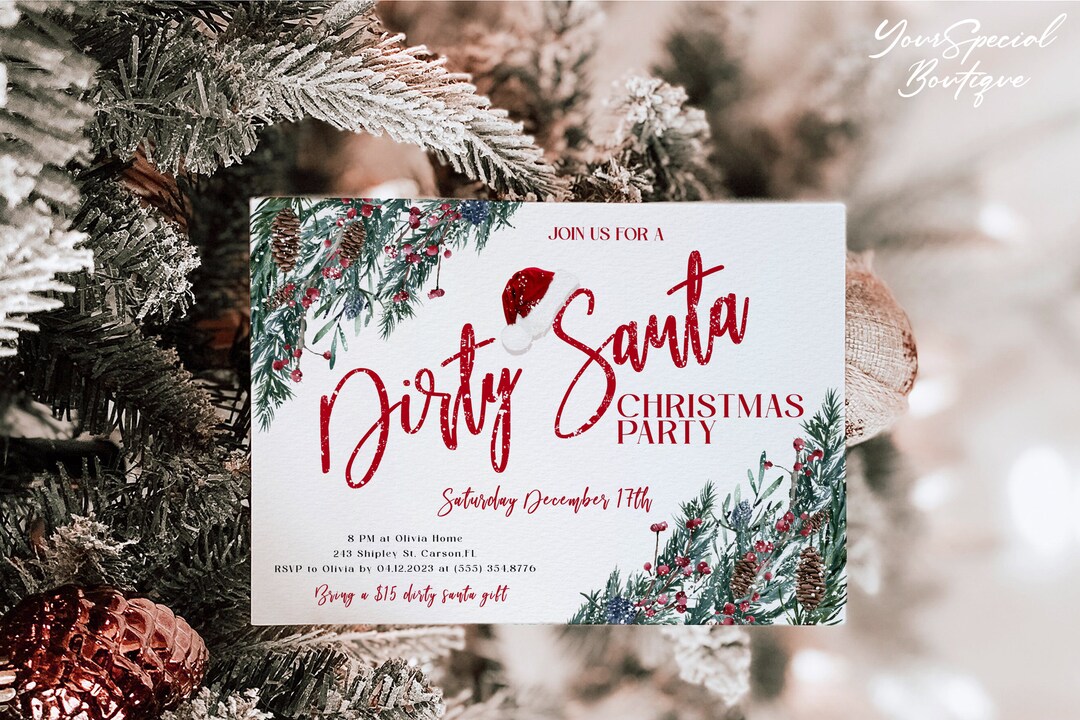 Dirty Santa Christmas Party Invitation, Adult Christmas Party ...