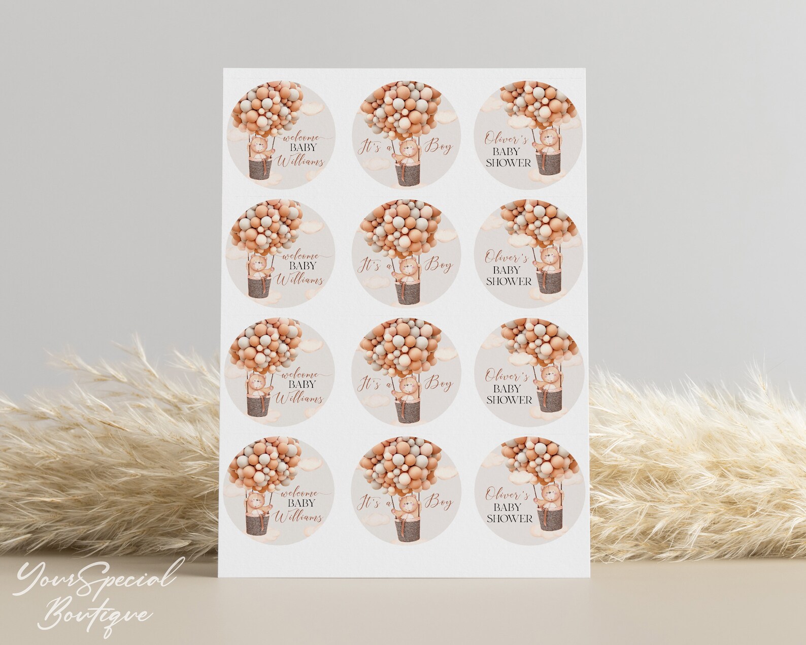 Cupcake Toppers Baby Shower Bear Balloon Digital File - Etsy