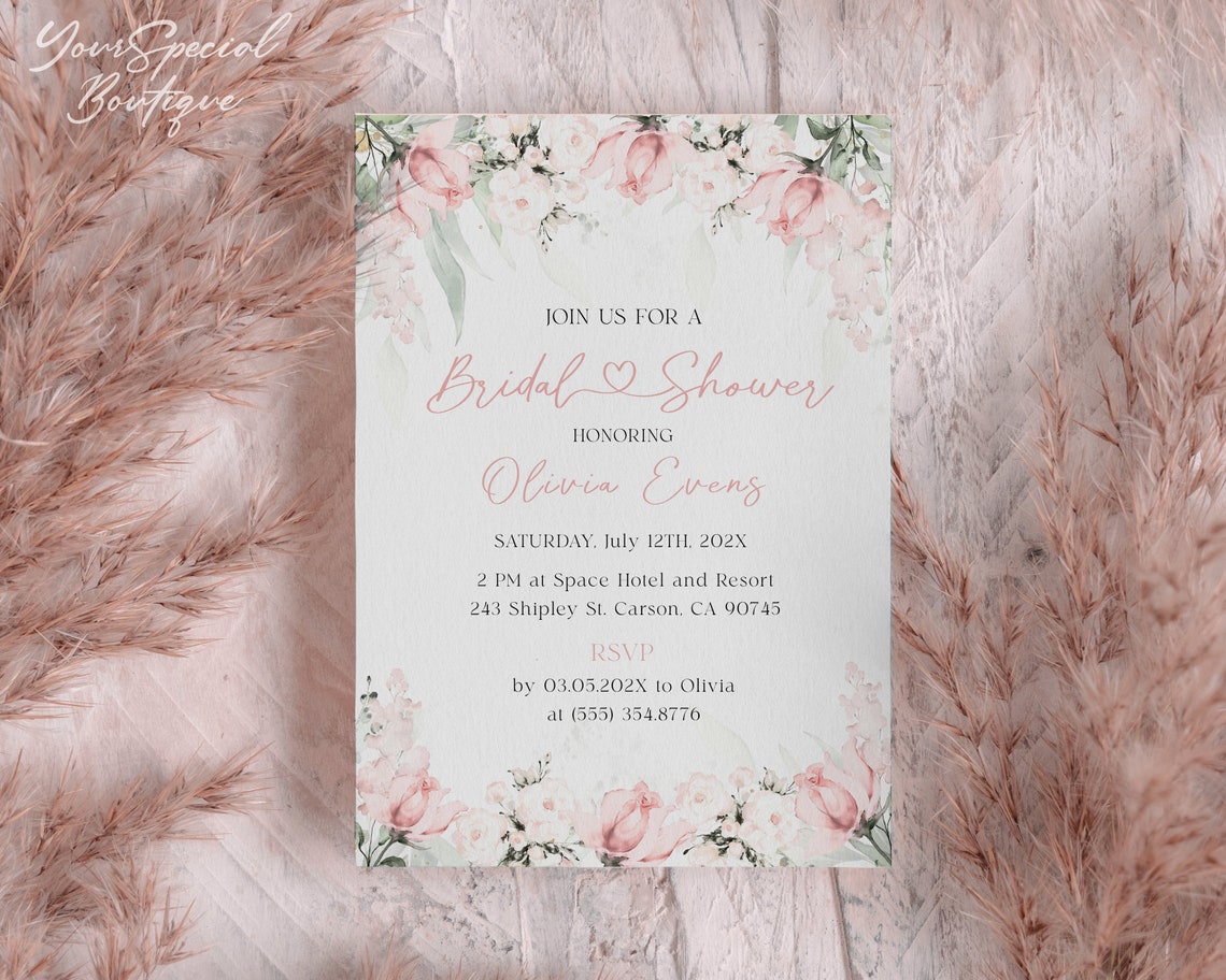 Bush Bridal Shower Invitation Modern Bridal Shower Invite - Etsy