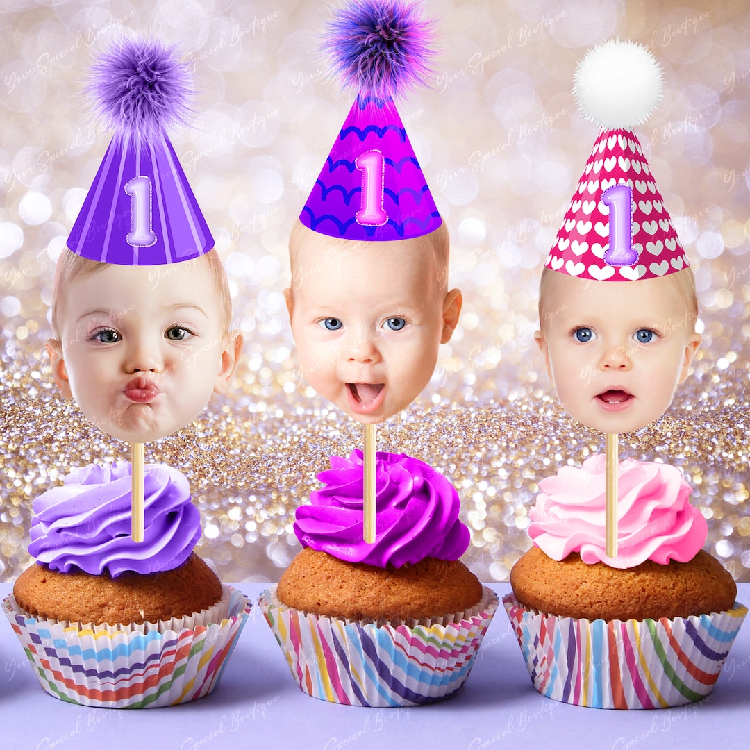 Cupcake Toppers Baby Face, Cupcake Photo ANY AGE, Birthday Decor ...