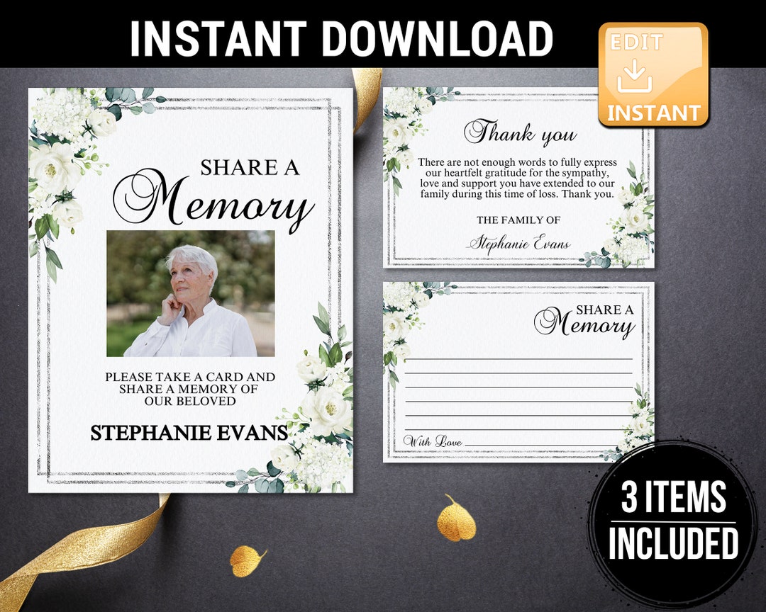 Share a Memory Sign & Card Printable, Share a Memory Card Funeral ...