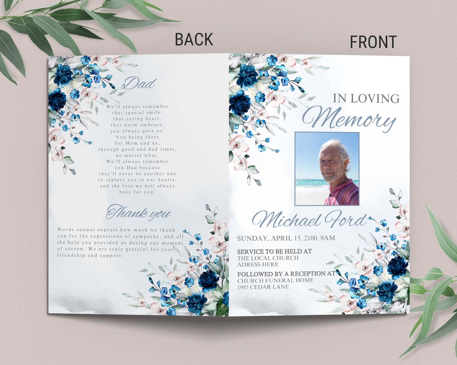 Funeral Program, Funeral Memorial Program Funeral, Program Celebration ...