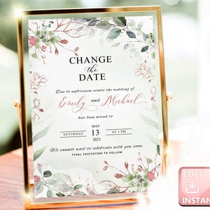 Change the Date Wedding Invitation, Change the Date Template, Change ...