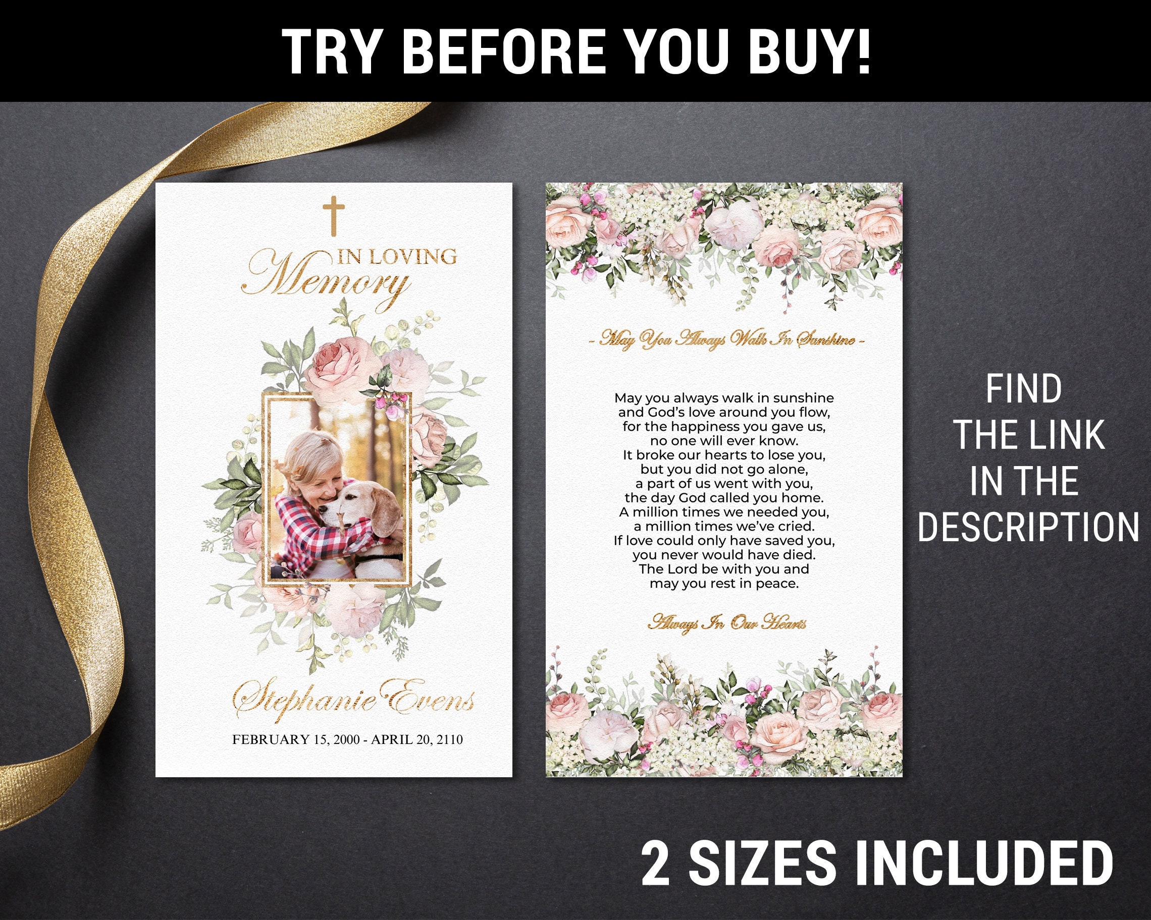 Memorial Prayer Card Template Prayer Card for Celebration of - Etsy