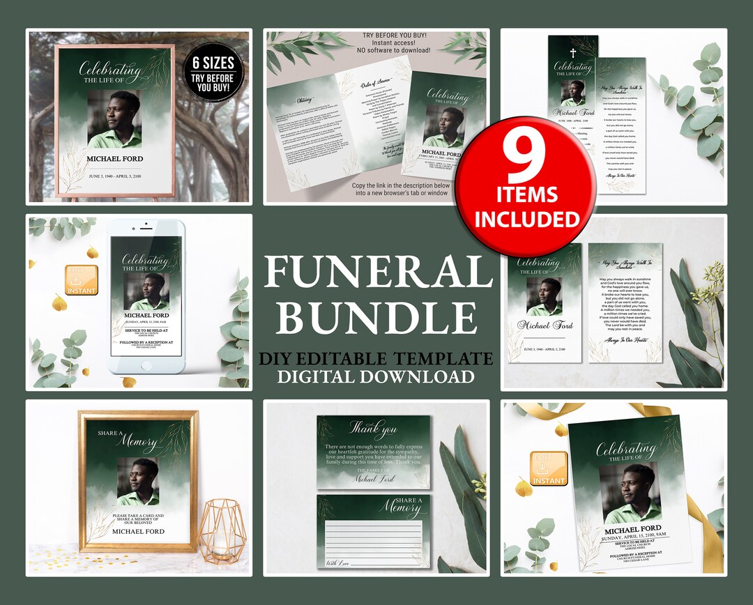 Funeral Bundle Printable Memorial Package Funeral Program - Etsy
