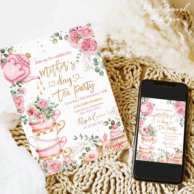 Mothers Day Tea Party Invitation Mother's Day Brunch Invite Mommy and ...