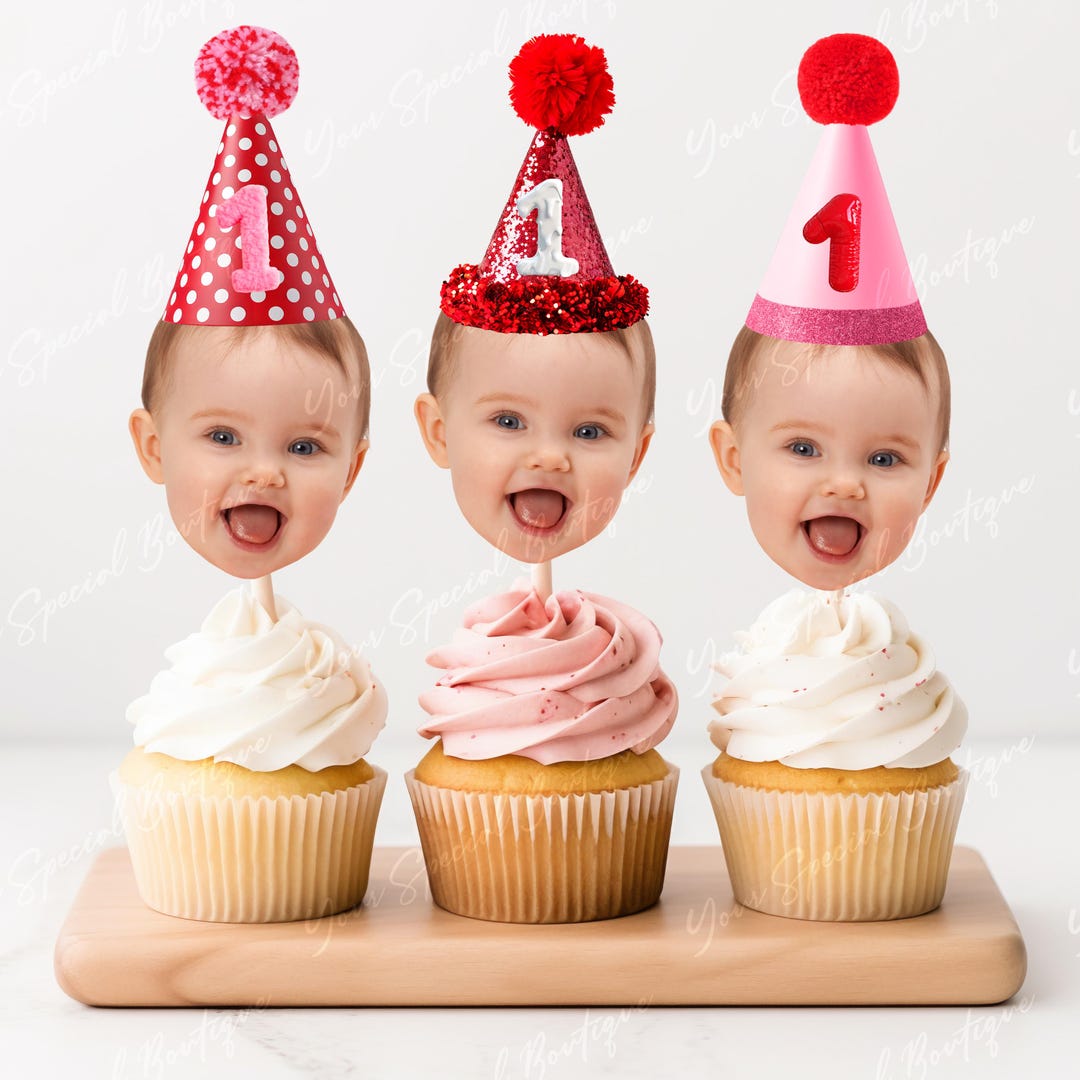 Cupcake Toppers Girl Face, Cupcake Photo ANY AGE, Birthday Decor ...