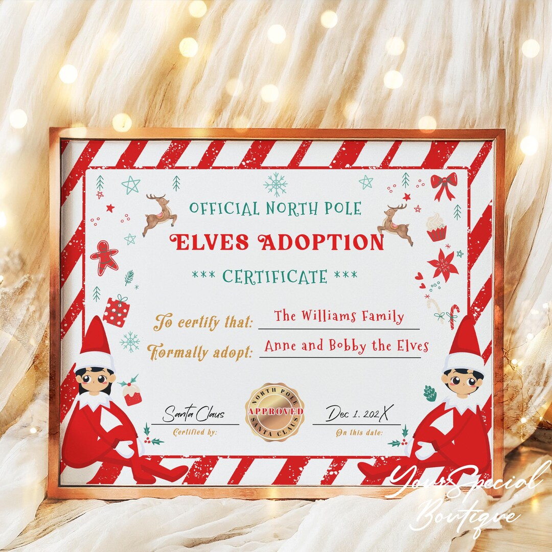 EDITABLE Elves Adoption Certificate, Letter From Your Elf, Elf Arrival ...
