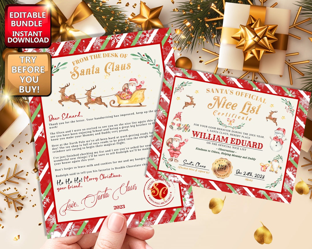 Editable Letter From Santa Claus, Printable Christmas Letter From the ...