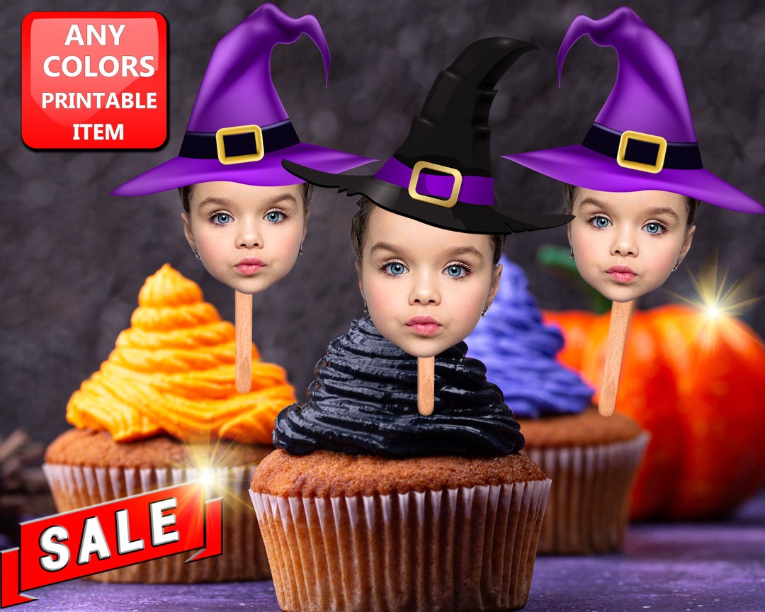 Witch Hat Cupcake Toppers, Halloween Cupcake Toppers, Halloween Party ...