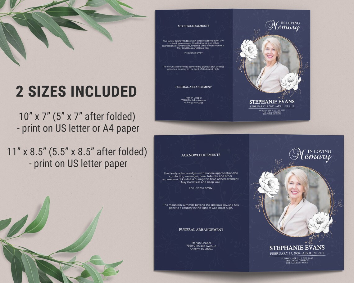 Funeral Program Roses Funeral Obituary Funeral Template - Etsy