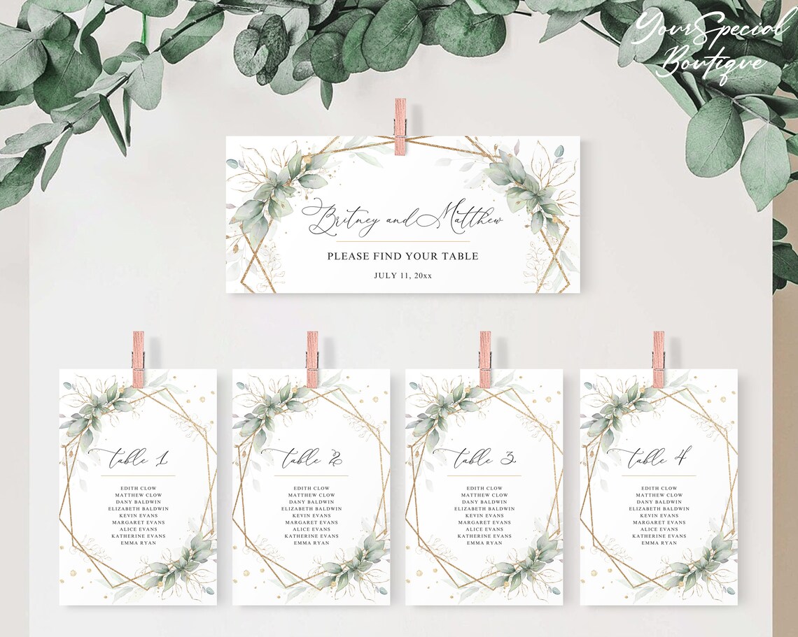 Geometric Seating Chart Cards Seating Chart Wedding - Etsy