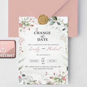 Change the Date Wedding Invitation, Change the Date Template, Change ...