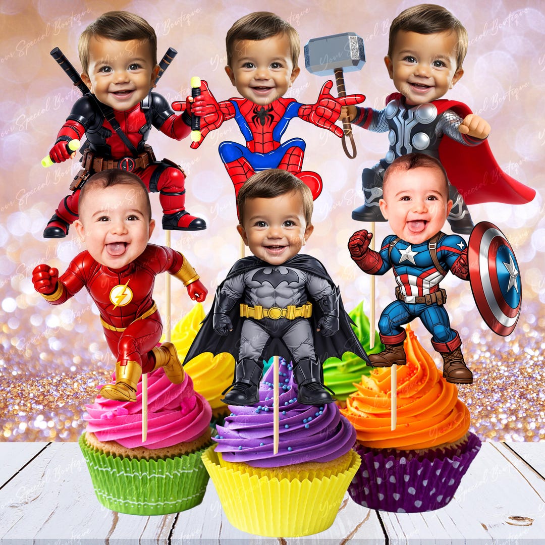 Set of 6 Comic Book Superhero Inspired Personalized Superhero Custom ...