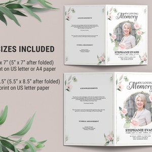 Funeral Program for Women, Funeral Program Template, Funeral Service ...