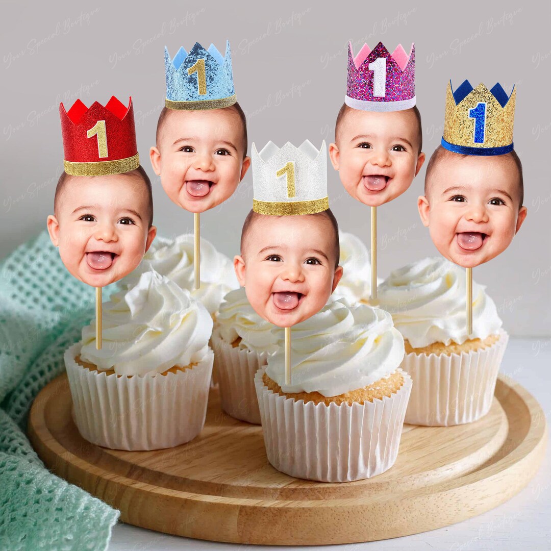 Cupcake Toppers Baby Face, Cupcake Photo ANY AGE, Birthday Decor ...