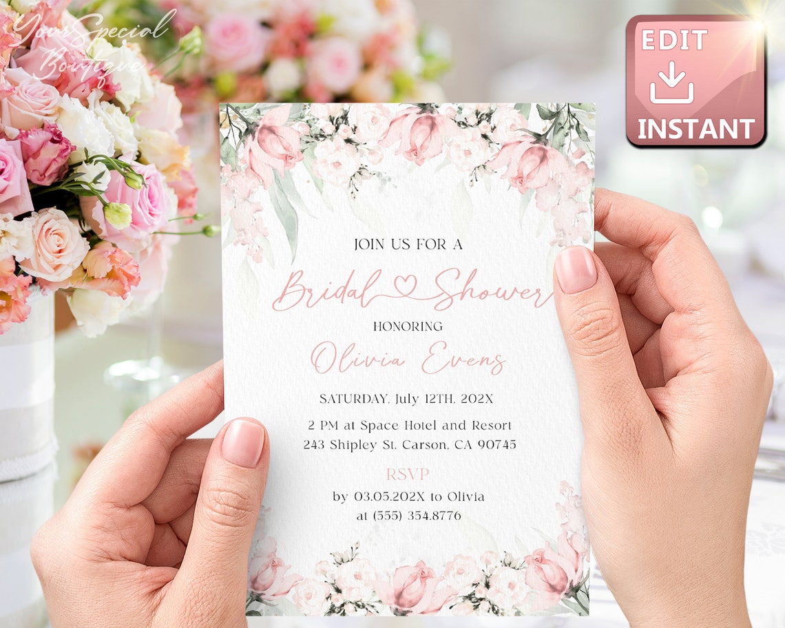 Bush Bridal Shower Invitation Modern Bridal Shower Invite - Etsy