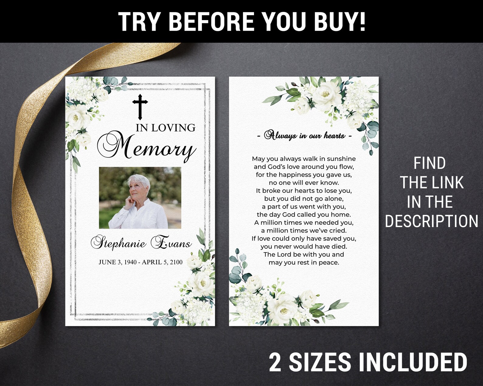 Funeral Prayer Cards Memorial Prayer Card Template Prayer - Etsy