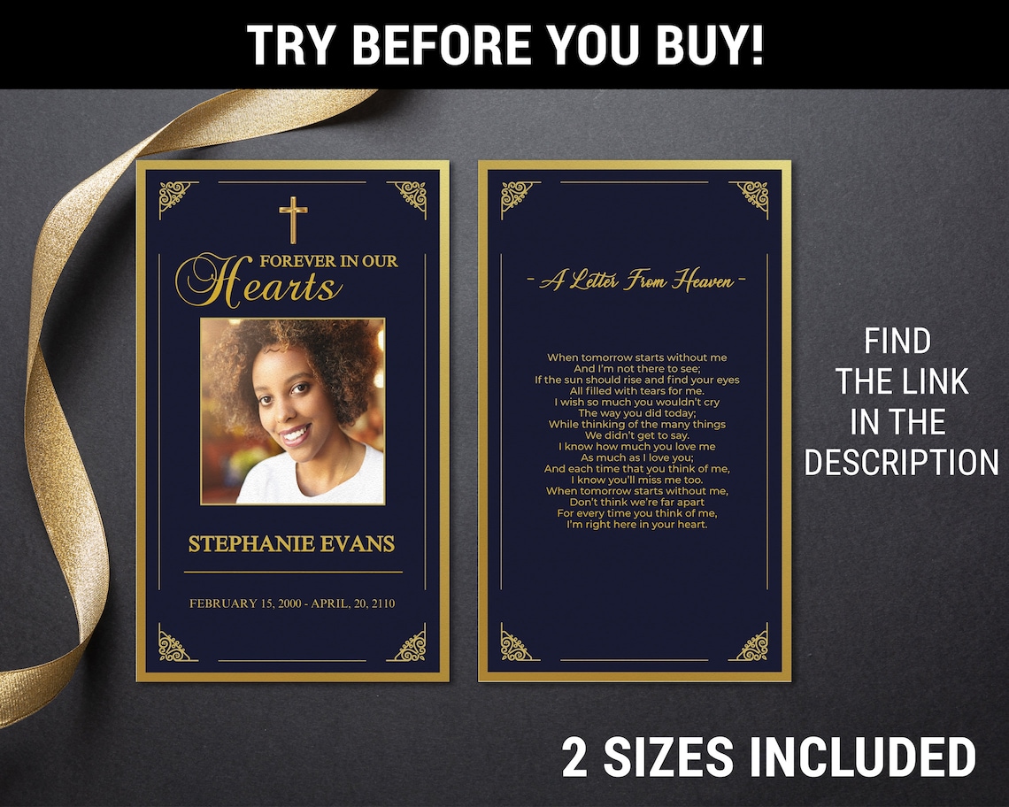 Funeral Memorial Prayer Cards With Photocustom Personalized - Etsy