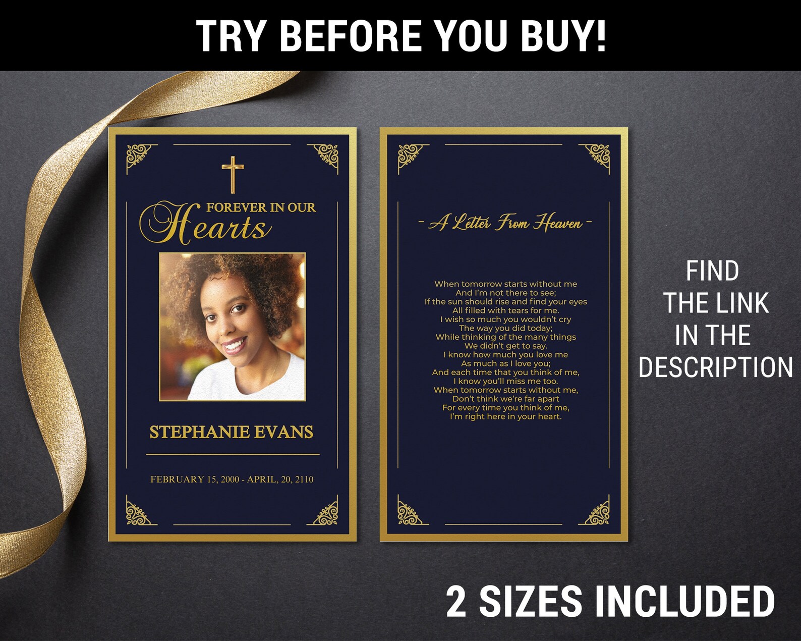 Funeral Memorial Prayer Cards With Photocustom Personalized - Etsy