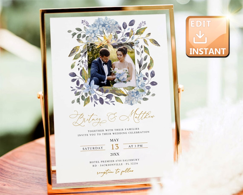 Photo Wedding Invite Wedding Invitation With Photo Template - Etsy