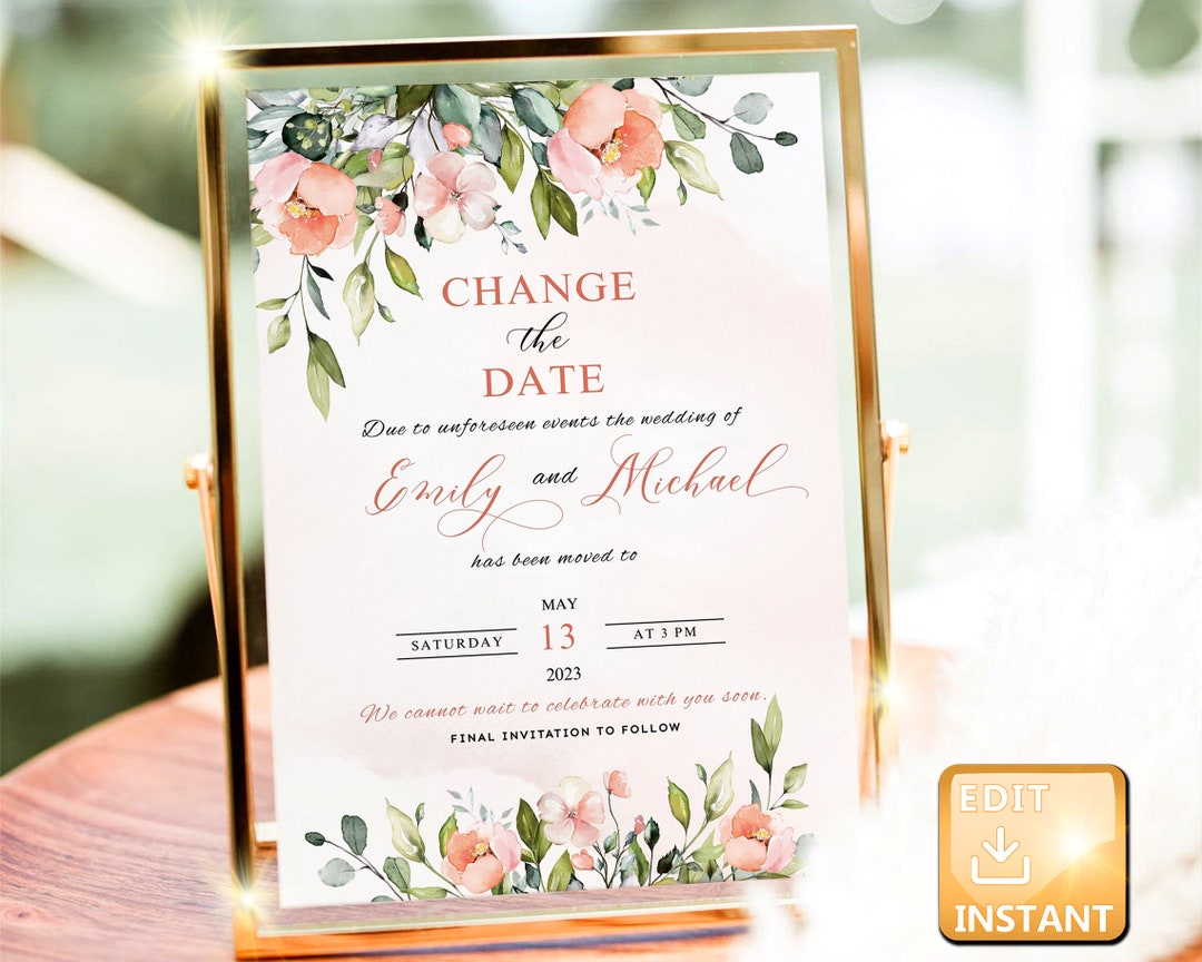 Change the Date Wedding Invitation, Change the Date Cards, Change the ...