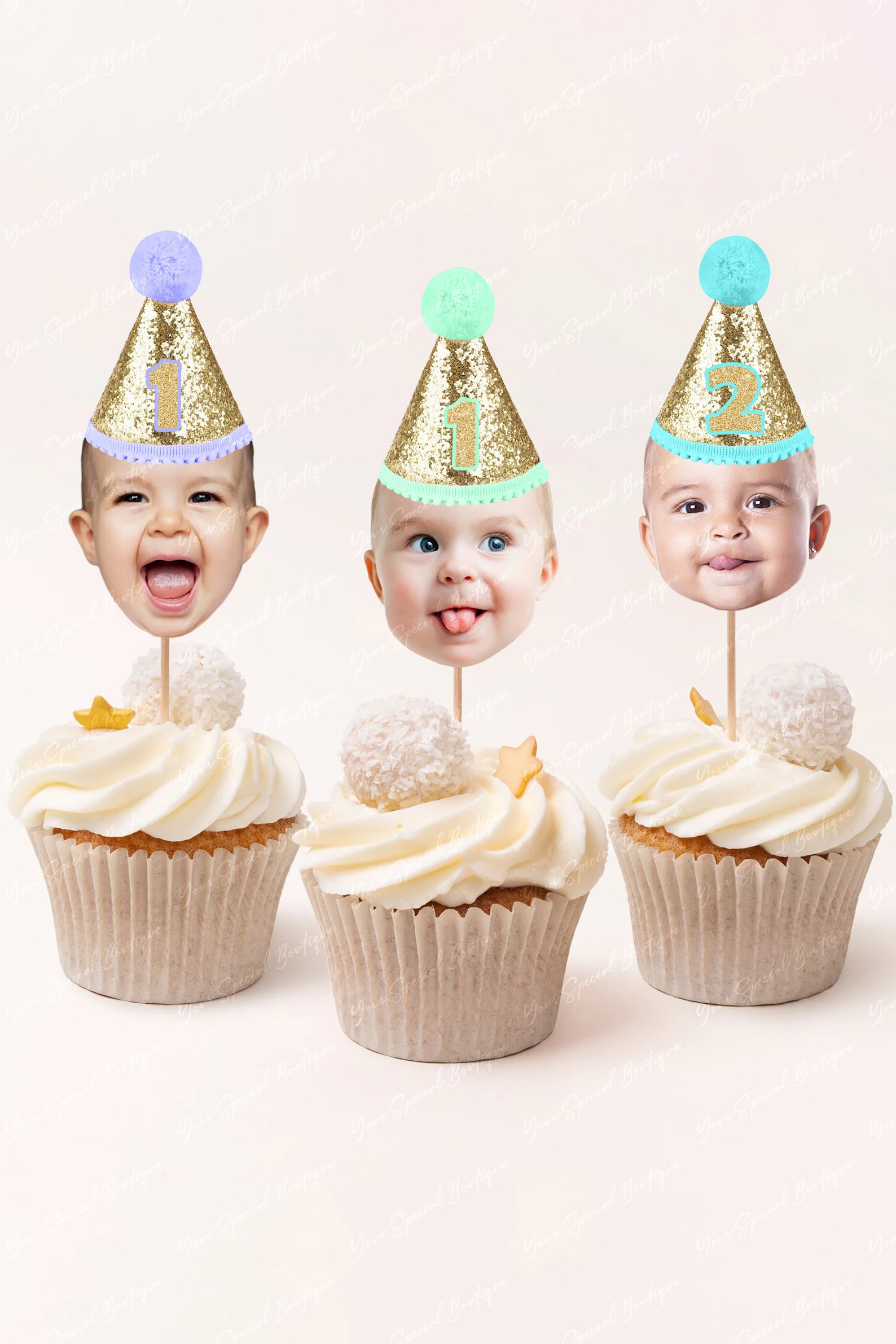 Cupcake Toppers Baby Face, Cupcake Photo ANY AGE, Birthday Decor ...