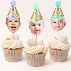 Cupcake Toppers Baby Face, Cupcake Photo ANY AGE, Birthday Decor ...