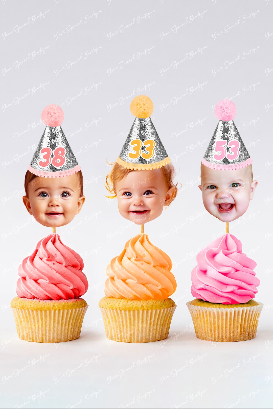 Custom Personalized Cupcake Photo Toppers Digital File, Face Topper ...