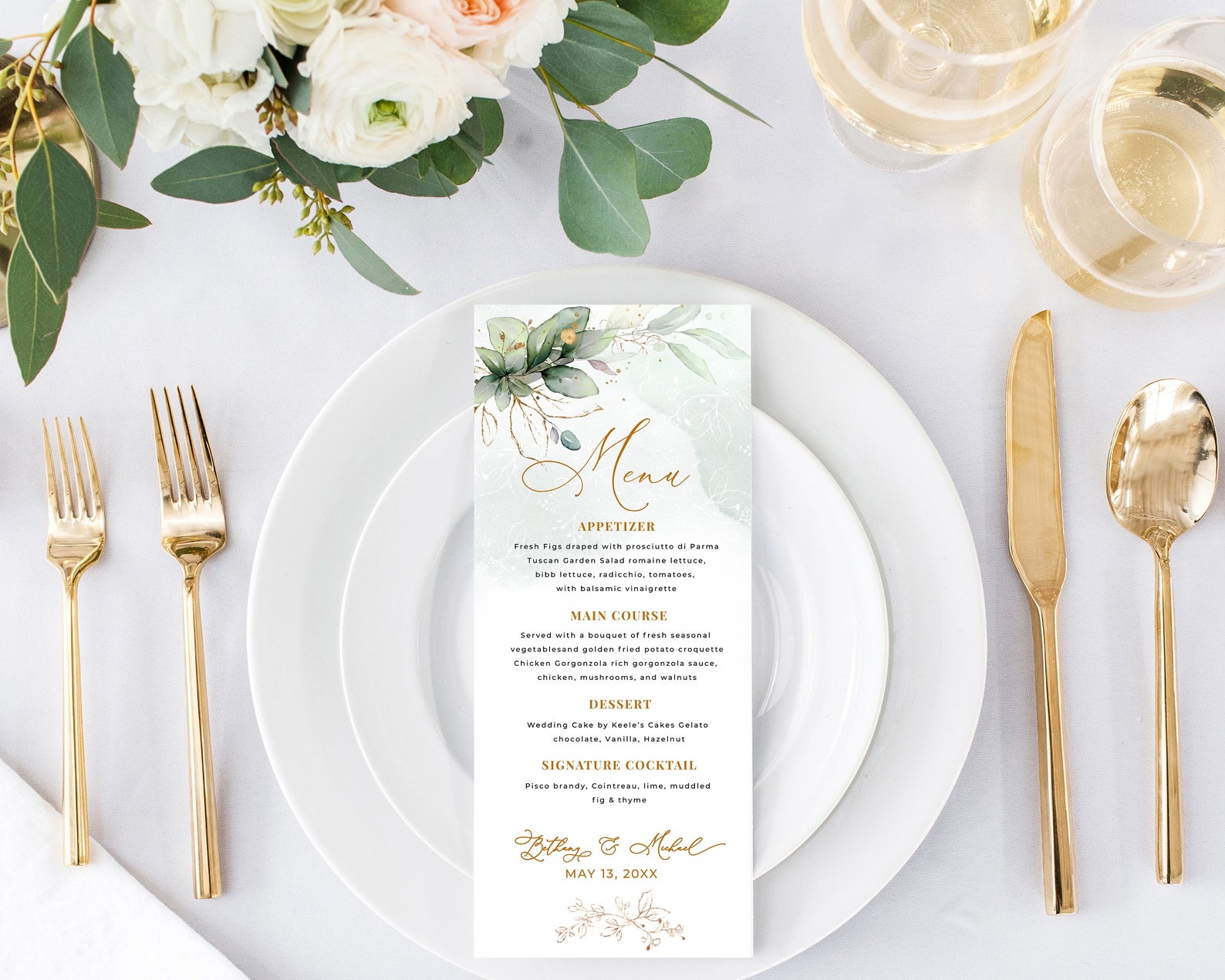 Green Wedding Menu Modern Menu Cards Minimalist Menu - Etsy