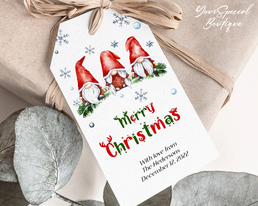 Christmas Gnomes Tag Template, Holiday Gnomes Gift Tag, Christmas Tag ...